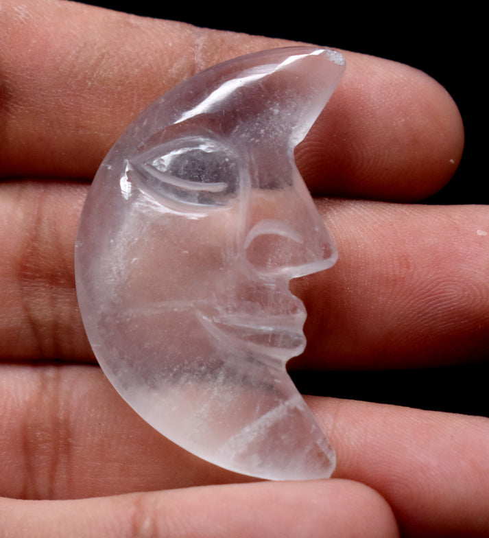 Polished Quartz Crystal Crescent Moon Face | Crystal Empire Siri