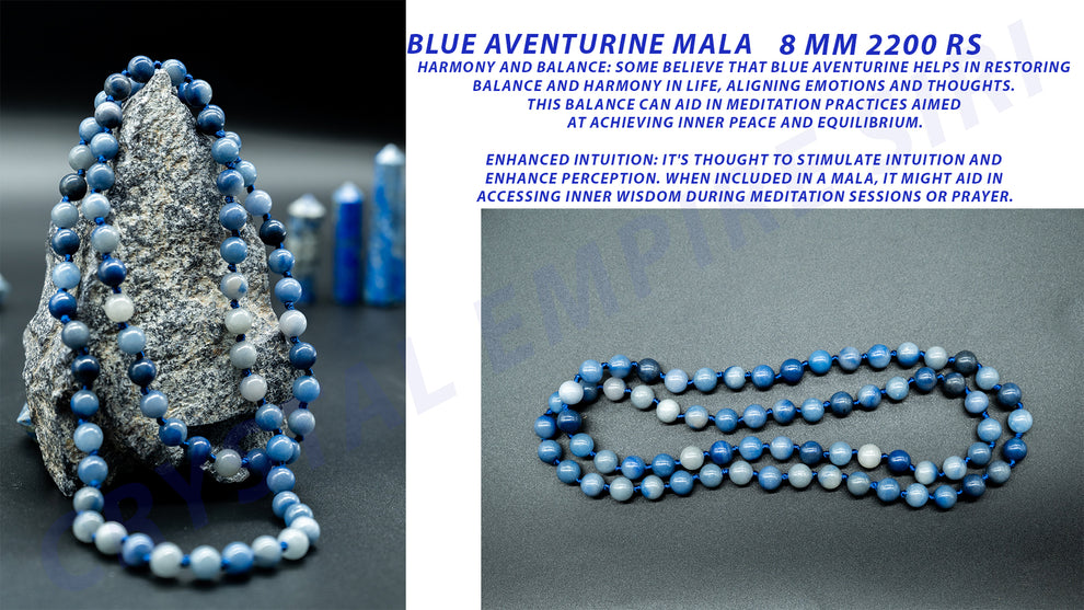 Blue Aventurine Mala, Endless Infinity Beaded Mala. Natural Stone Mala ...