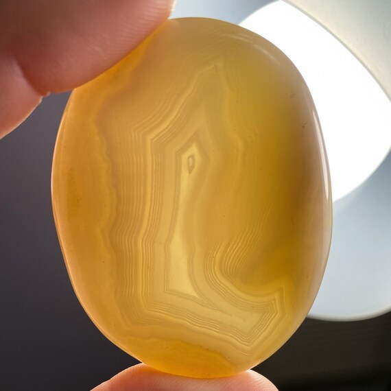 Yellow Banded Agate Palm Stones, Protection Stone, Good Luck Stone ...